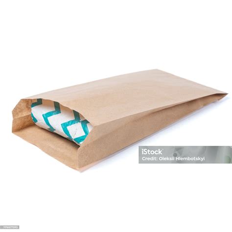 점심 이나 음식 또는 흰색 고립 된 배경에 구입에 대 한 재활용 빈 크래프트 종이 쇼핑 가방의 모형 가방에 대한 스톡 사진 및 기타 이미지 Istock