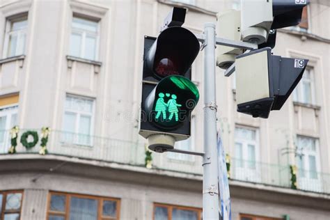 Crosswalk Traffic Light With Same Sex Couple In Love And A Heart