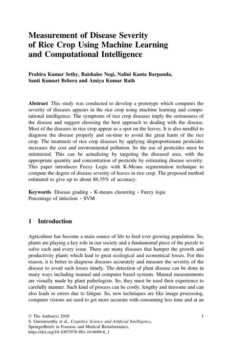 Pdf Measurement Of Disease Severity Of Rice Crop Using Machine