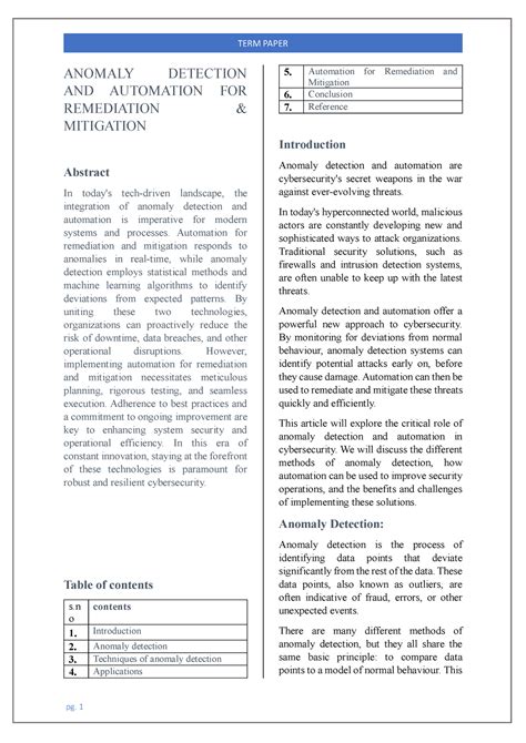 Anomaly Detection AND Automation FOR Remediation ANOMALY DETECTION AND AUTOMATION FOR