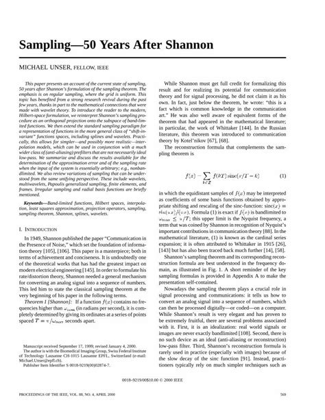 Pdf Sampling—50 Years After Shannonbig · Fig 1 Frequency
