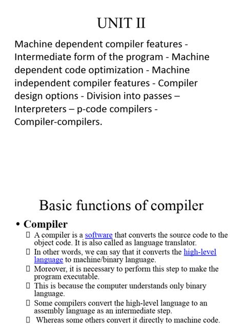 Basic Functions Of Compilerpptx Pdf Compiler Parsing