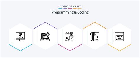 Programming And Coding 25 Line Icon Pack Including Develop Code