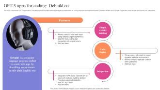 Exploring Use Cases Of OpenAI GPT 3 Apps For Coding Debuildco ChatGPT SS V PPT Template