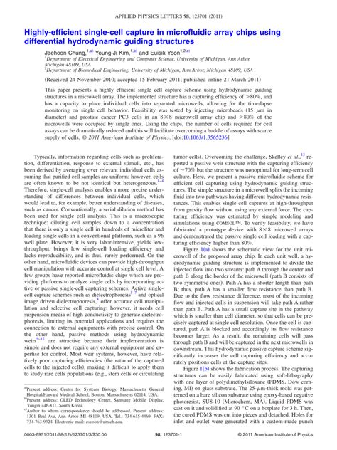 Pdf Highly Efficient Single Cell Capture In Microfluidic Array Chips
