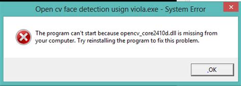 C Open CV Face Detection Using Viola Opencv Core2410d Dll Is
