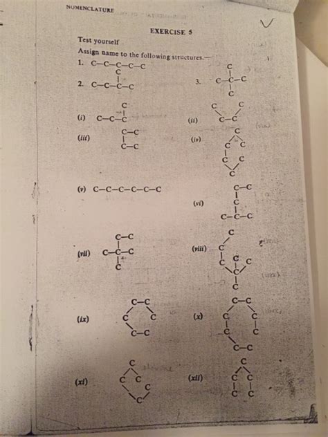 Solved NUMENCLATURE EXERCISE Test Yourself Assign Name To Chegg