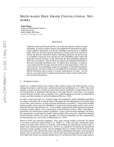 Pdf Motif Based Deep Graph Convolutional Networks