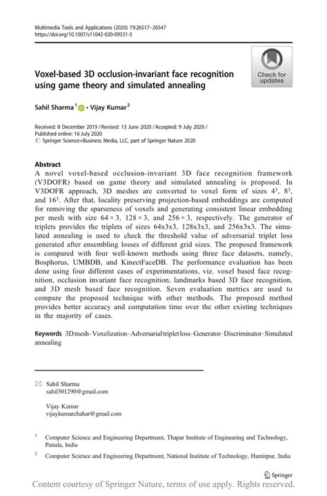 Voxel Based 3d Occlusion Invariant Face Recognition Using Game Theory