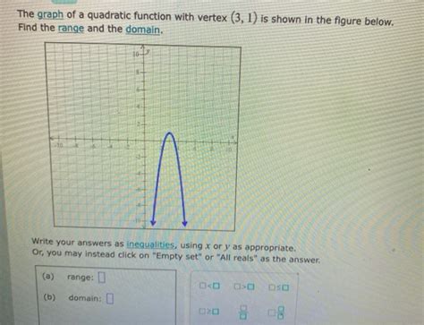 Solved The Graph Of A Quadratic Function With Vertex 3 1