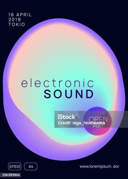 테크노 이벤트 세트에 대한 밝은 글리치 트렌디 댄스 전단지 트랜스와 디스코텍 템플릿 초대장 레이아웃을 위한 그라데이션 배경 핑크 앤 블루 테크노 이벤트 Dj에 대한 스톡