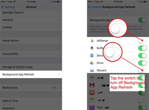 Turn Off Background App Refresh UpPhone