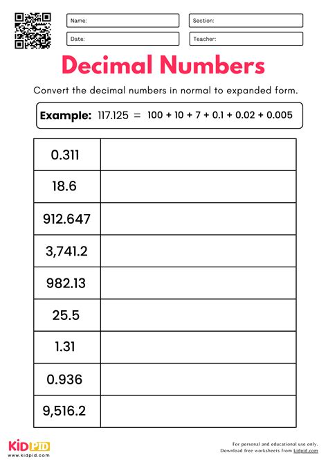 Decimal Place Value Expanded Form Place Value Expanded Form Decimals