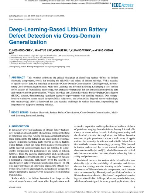 Pdf Deep Learning Based Lithium Battery Defect Detection Via Cross Domain Generalization