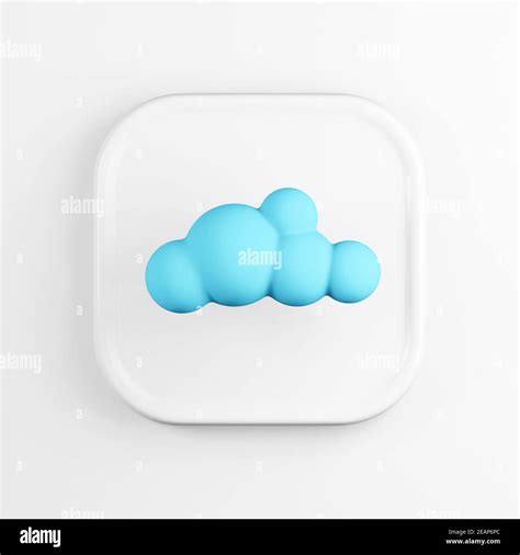 Blue Cloud Icon 3d Rendering White Square Key Button Interface Ui Ux