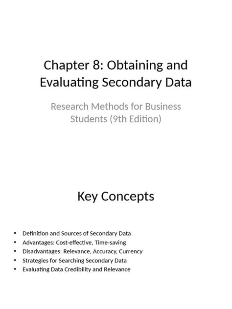 Chapter 8 Obtaining And Evaluating Secondary Data 1 Pdf