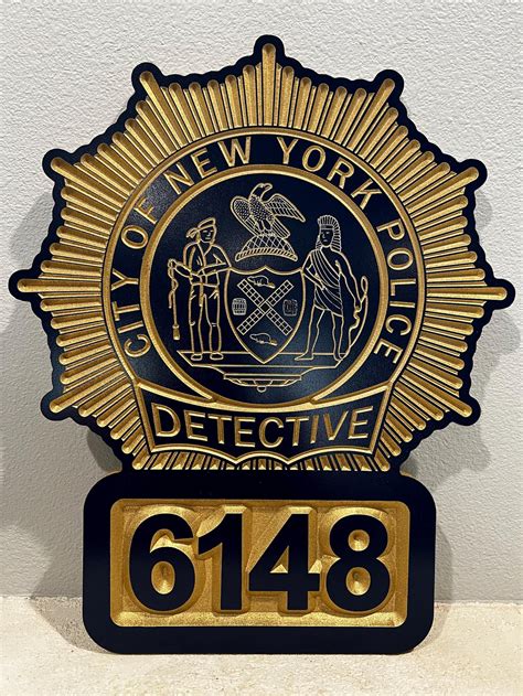 Nypd Detective Badge Sign New York Police Department Etsy