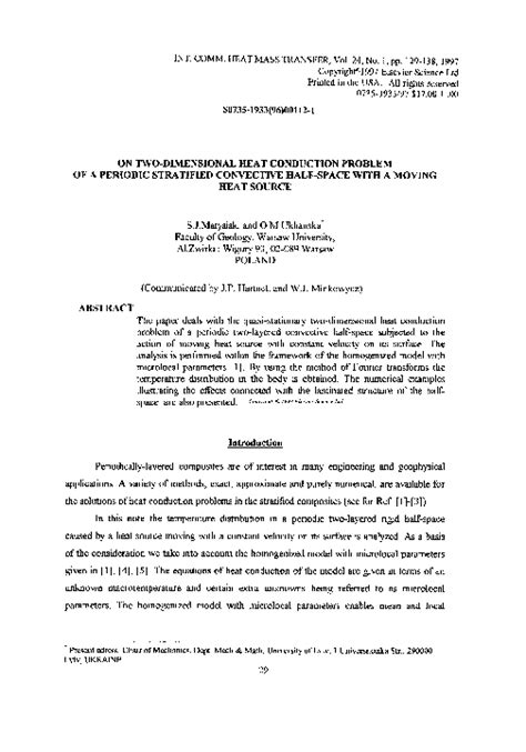 Pdf On Two Dimensional Heat Conduction Problem Of A Periodic