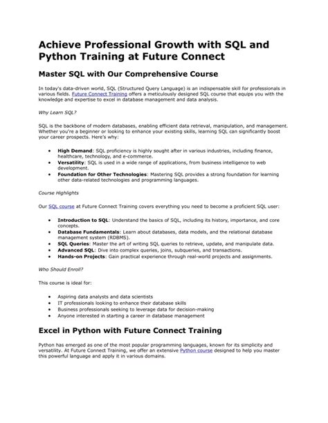 Ppt Achieve Professional Growth With Sql And Python Training At