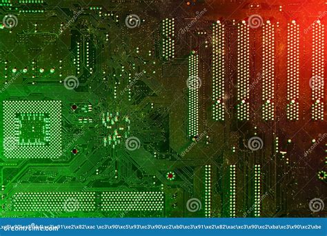 Computer Red Green Electronic Microcircuit Motherboard Tracks Computer Security Technology