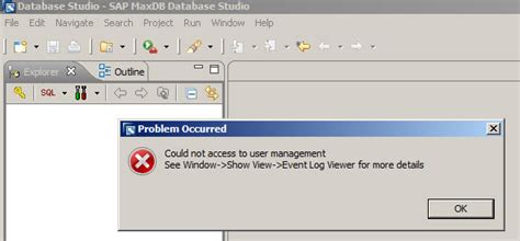 Solved Error In Database Studio Connect To User Manageme SAP Community