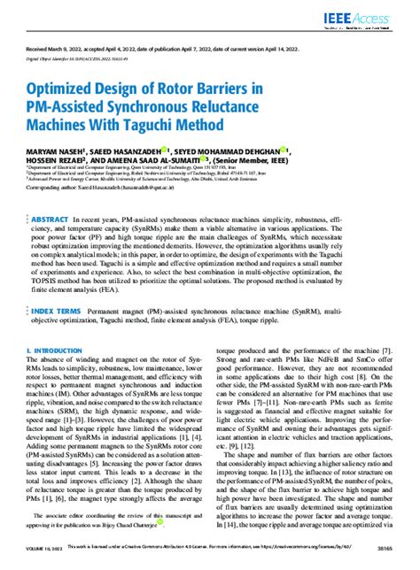 Pdf Optimized Design Of Rotor Barriers In Pm Assisted Synchronous