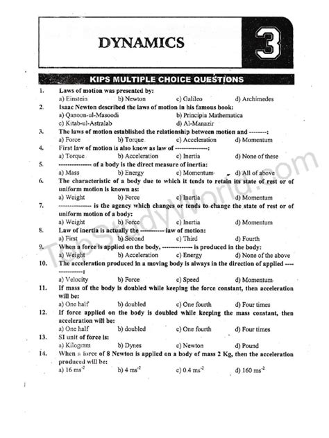 Kips 9th Class Dynamics Physics 3rd Chapter Notes With Pdf Cmithq Pdf
