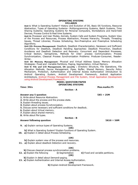 Operating Systems Notes Pdf Operating System Process Computing