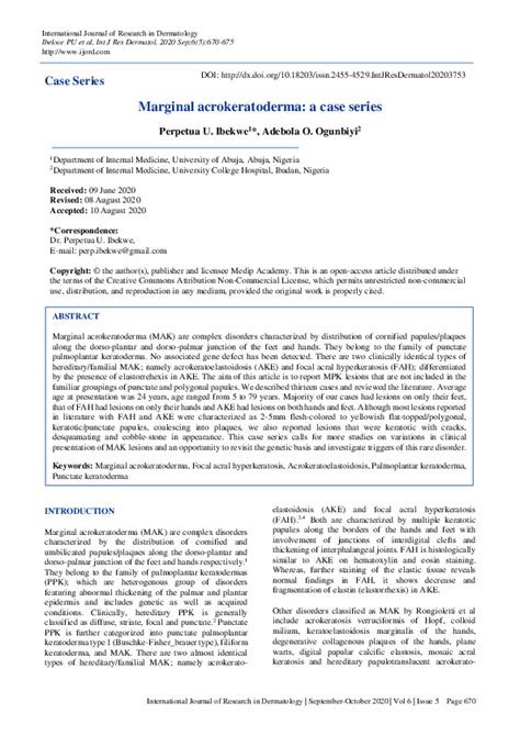 Pdf Marginal Acrokeratoderma A Case Series