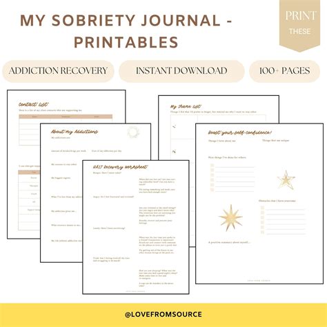 Printable Sobriety Journal Addiction Recovery Worksheets Daily
