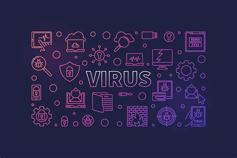 Computer Virus Vector Concept Outline Horizontal Illustration 13335684