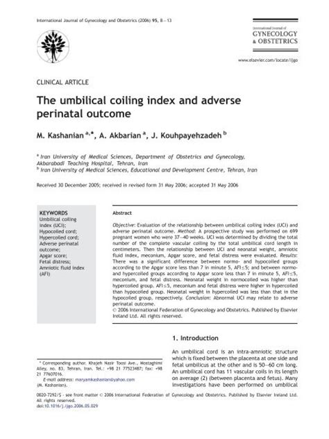 The Umbilical Coiling Index And Adverse Perinatal Outcome