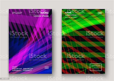 현대 기술 줄무늬 추상 커버 디자인 보라색 녹색입니다 네온 라인 배경 프레임입니다 커버 보고서 카탈로그 브로셔 전단지 포스터 배너 카드 유행 기하학적 서식 파일 벡터