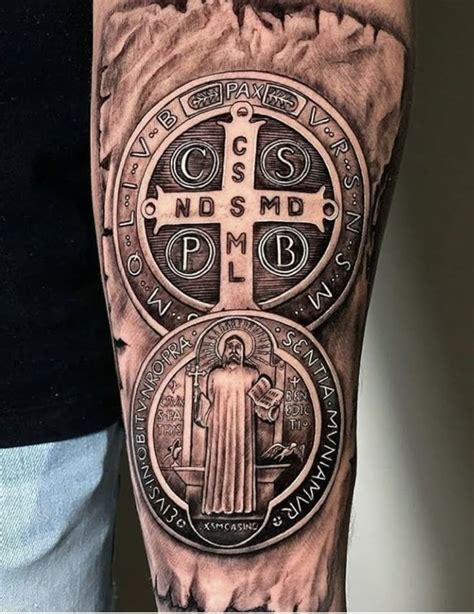 Saint Forearm Tattoo Catholic Eucharist Tattoo St Benedict Cross