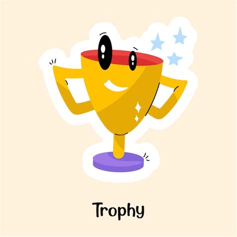 Premium Vector A Cute Flat Sticker Of Trophy Editable Vector