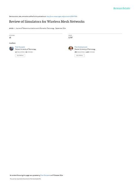 Reviewof Simulatorsfor Wireless Mesh Networks Pdf