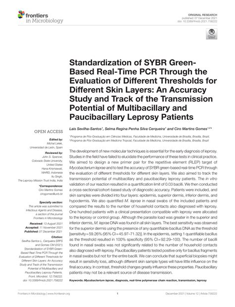 Pdf Standardization Of Sybr Green Based Real Time Pcr Through The Evaluation Of Different