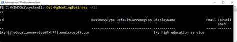 Using Get Mgbookingbusiness In Graph Powershell