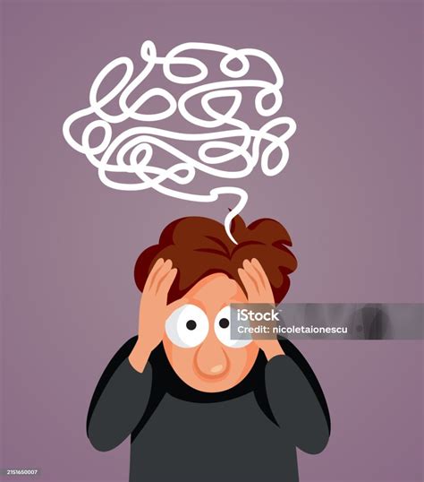 압도하는 남자 느낌 불행한 고통 에서 불안 벡터 일러스트 가공의 인물에 대한 스톡 벡터 아트 및 기타 이미지 가공의 인물