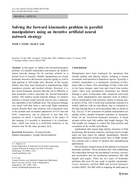 Pdf Solving The Forward Kinematics Problem In Parallel Manipulators