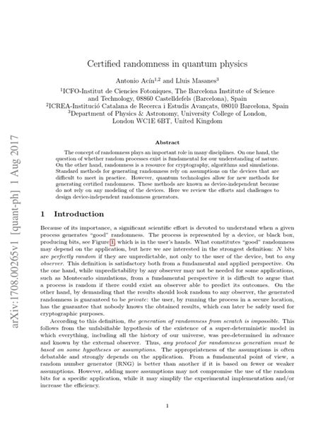 Acin 2016 Certified Randomness In Quantum Phy Download Free Pdf