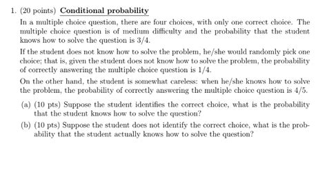 Solved 1 20 Points Conditional Probability In A Multiple