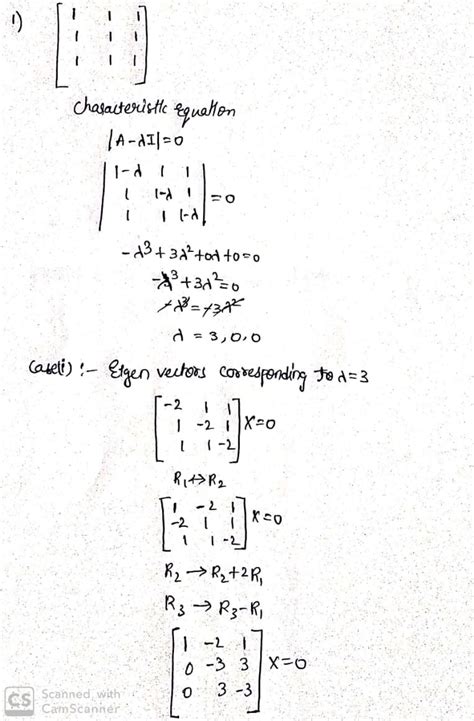 Finding Out Characteristic Equation Eigen Values And Corresponding