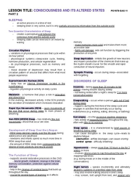 psy079 sas 11 notes summary introduction to psychology lesson title