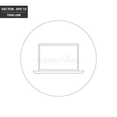 Laptop PC Thin Line Flat Icon Stock Vector Illustration Of Connection Eps