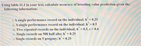 solved using table 11 1 in your text calculate accuracy of