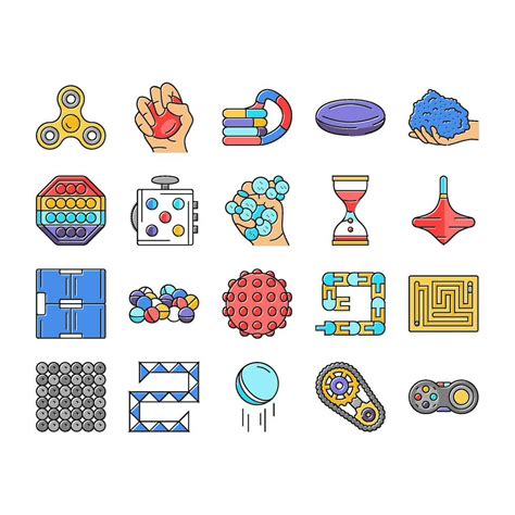 Fidget Toy Fun Antistress Game Icons Set Vector 35273010 Vector Art At