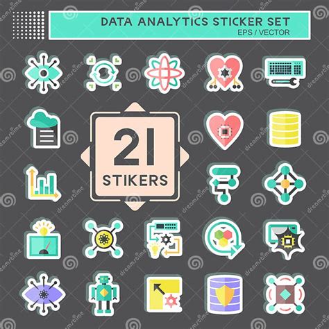 Data Analytics Sticker Set Suitable For Data Analytics Symbol Simple