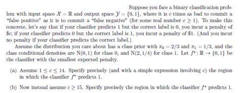 Suppose You Face A Binary Classification Problem With