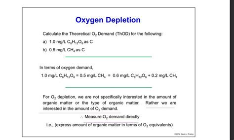 Solved Oxygen Depletion Calculate The Theoretical O2 Demand